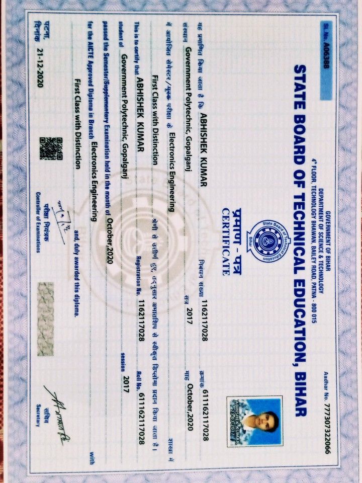 Abhishek Kumar on LinkedIn: Completed Diploma In Electronics with ... Abhishek Kumar on LinkedIn: Completed Diploma In Electronics with ...