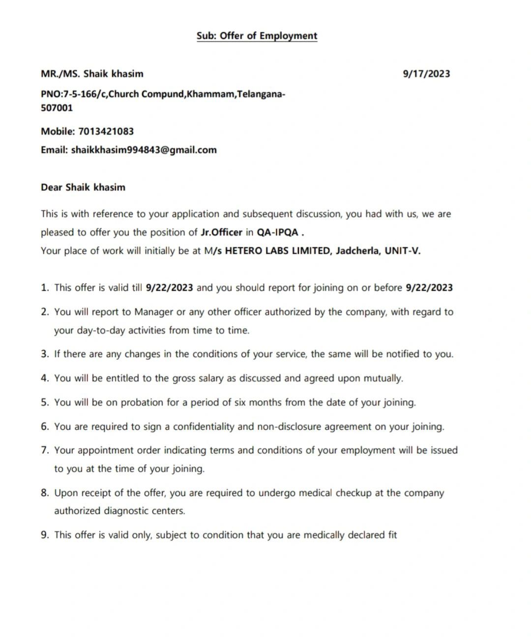 shaik Khasim on LinkedIn: #offer #letter shaik Khasim on LinkedIn: #offer #letter