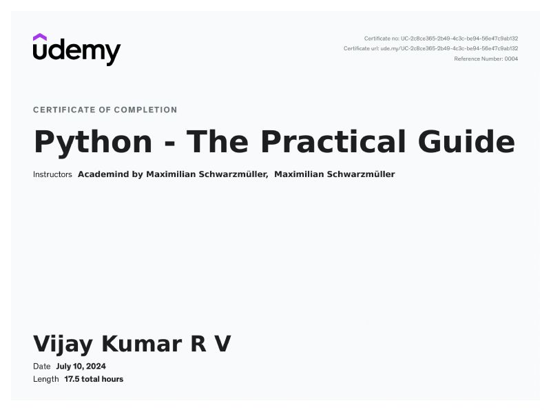 Vijay Kumar R V on LinkedIn: #python #genai #ai #bi #data_science #udemy Vijay Kumar R V on LinkedIn: #python #genai #ai #bi #data_science #udemy