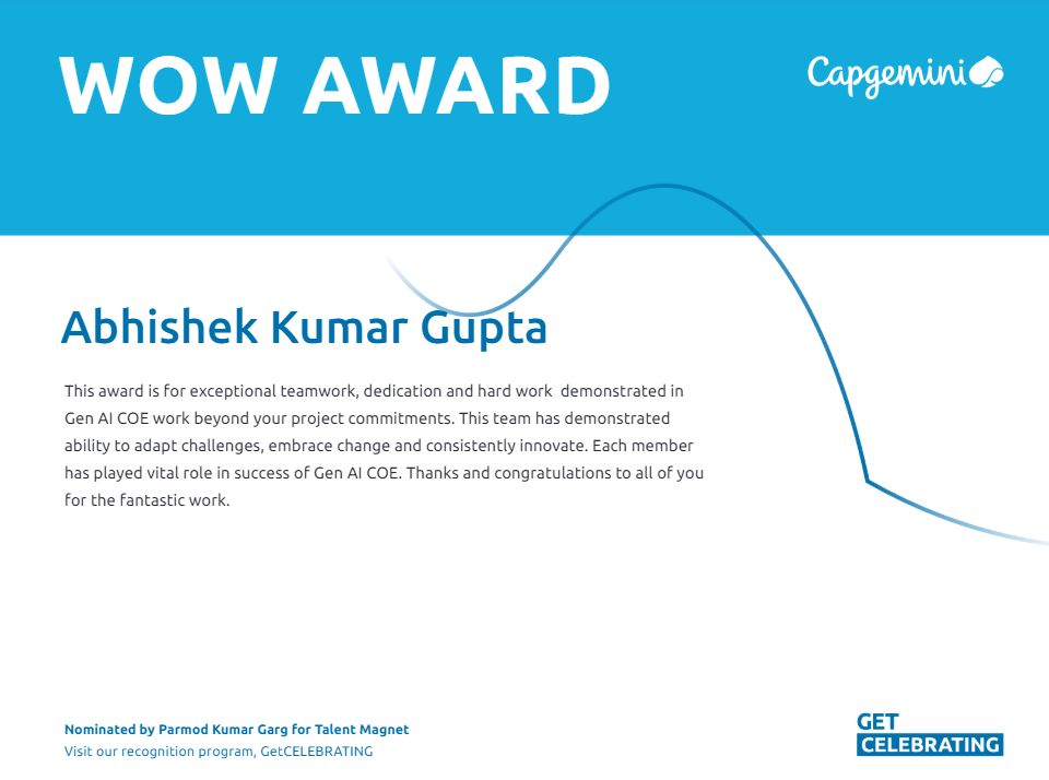 Abhishek Kumar Gupta on LinkedIn: #generativeai #capgemini #awardwinner ... Abhishek Kumar Gupta on LinkedIn: #generativeai #capgemini #awardwinner ...