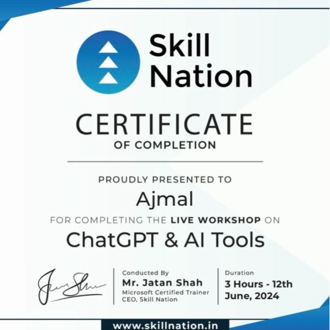 AJMAL M A on LinkedIn: In the three-hour workshop on ChatGPT and AI ... AJMAL M A on LinkedIn: In the three-hour workshop on ChatGPT and AI ...