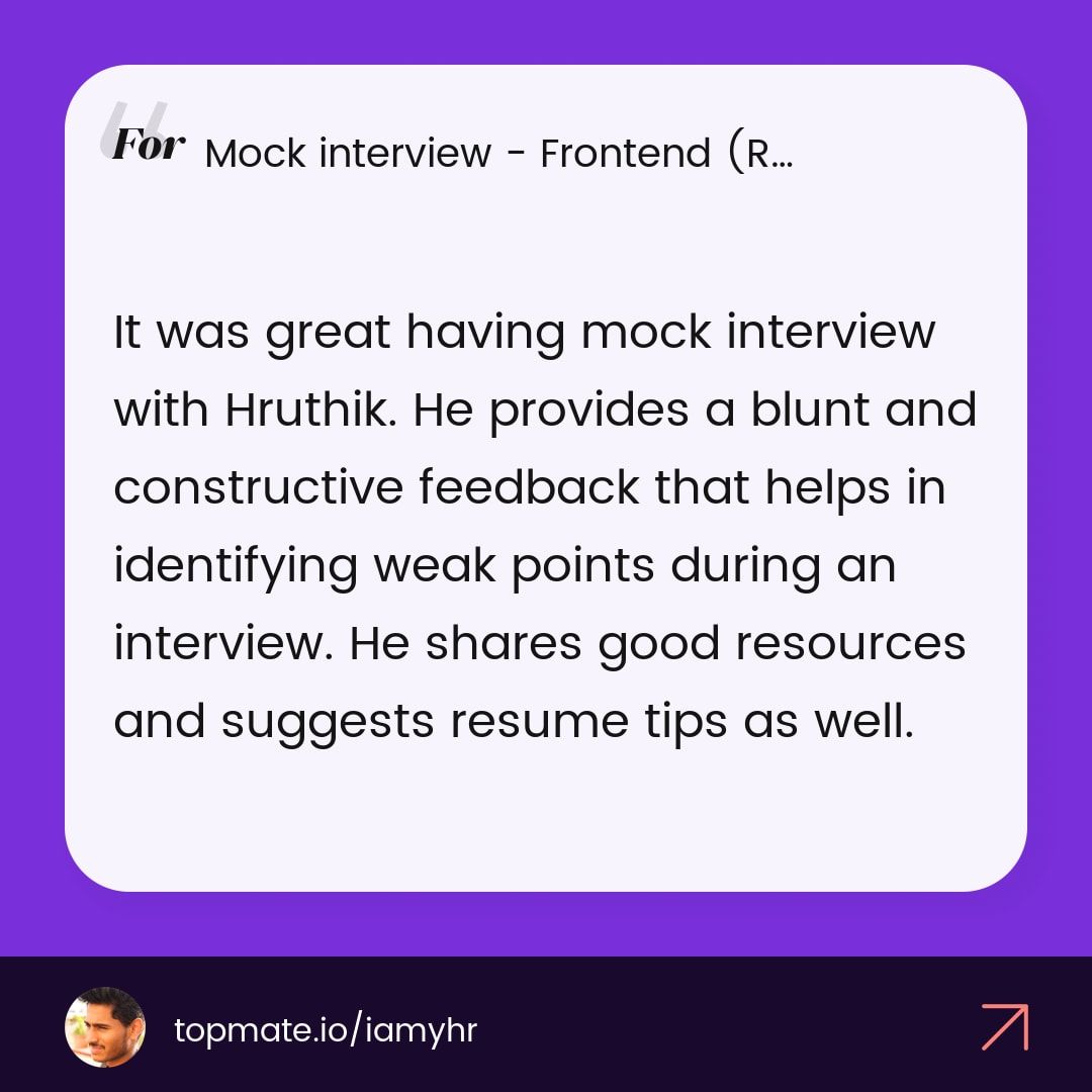 Hruthik Reddy on LinkedIn: #mockinterview #react #frontend Hruthik Reddy on LinkedIn: #mockinterview #react #frontend