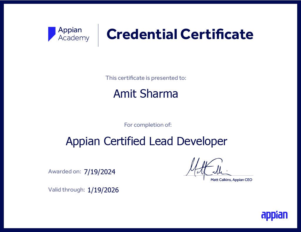 Amit Sharma on LinkedIn: #appian #lowcode #lead #certified #appyzie Amit Sharma on LinkedIn: #appian #lowcode #lead #certified #appyzie