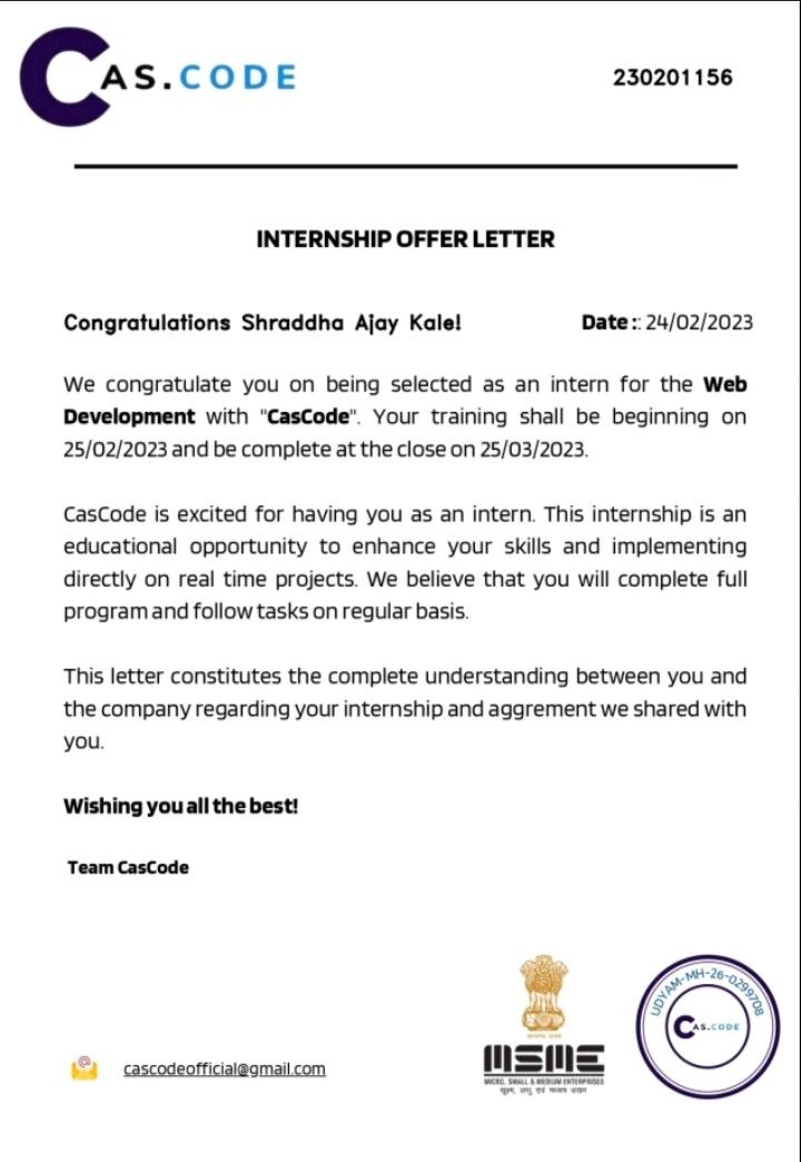 Shraddha Kale on LinkedIn: #internship #webdevelopment Shraddha Kale on LinkedIn: #internship #webdevelopment