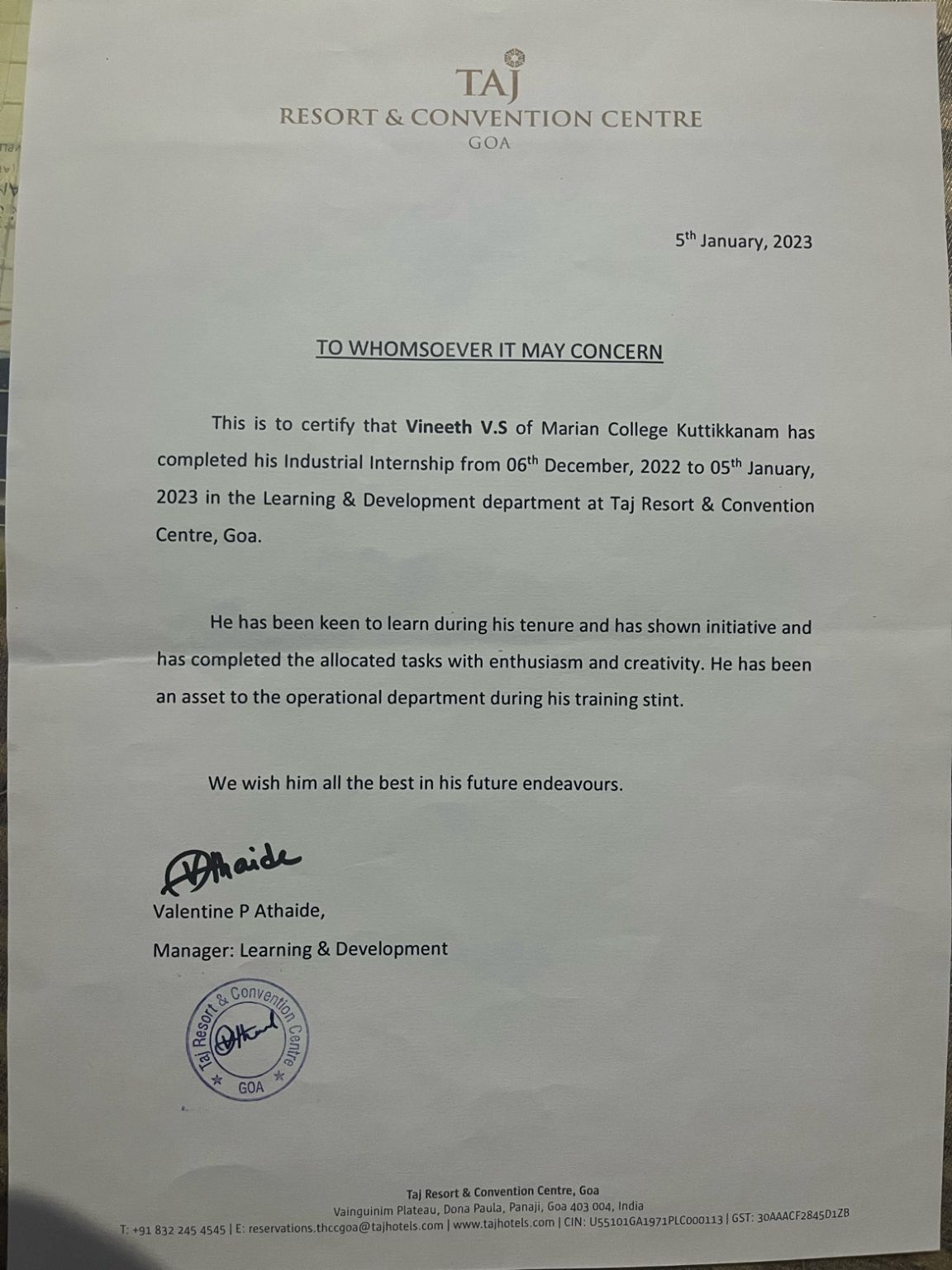 Vineeth V S on LinkedIn: Internship certificate from the reputed ... Vineeth V S on LinkedIn: Internship certificate from the reputed ...