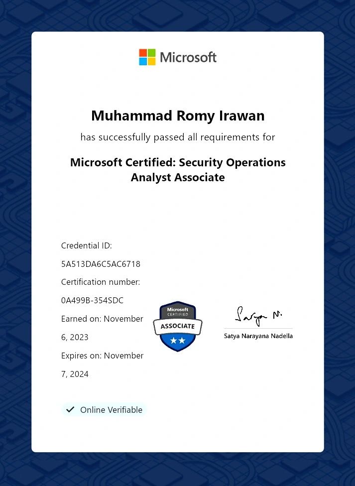 Romy Irawan on LinkedIn: Just earned my Microsoft Certified: Security ... Romy Irawan on LinkedIn: Just earned my Microsoft Certified: Security ...
