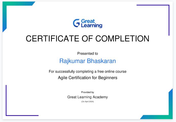 Rajkumar Bhaskaran on LinkedIn: Agile Certification Rajkumar Bhaskaran on LinkedIn: Agile Certification