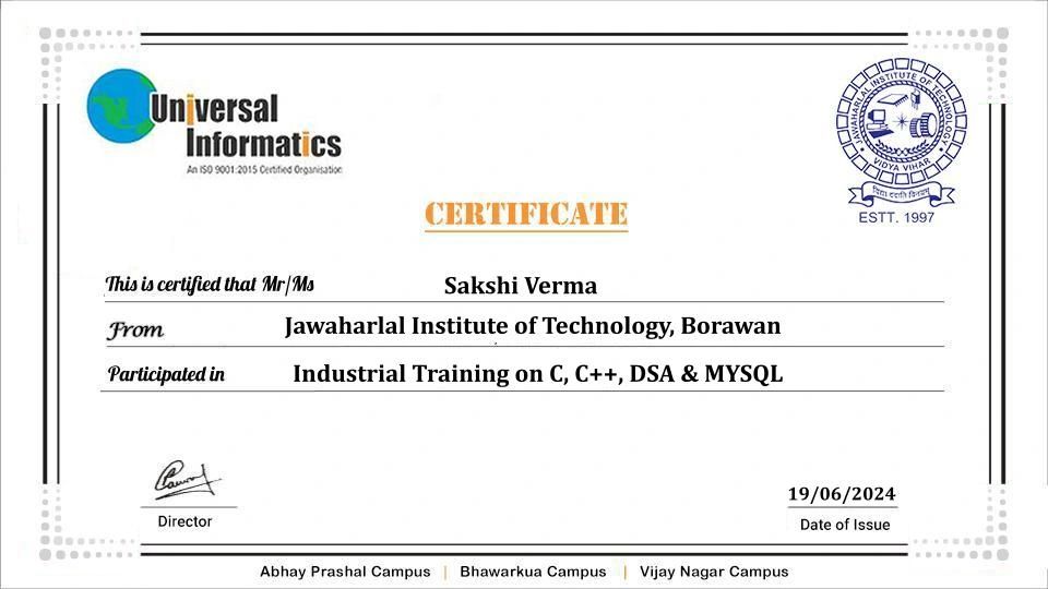 Sakshi Verma on LinkedIn: #certification #learning #skills #programming ... Sakshi Verma on LinkedIn: #certification #learning #skills #programming ...