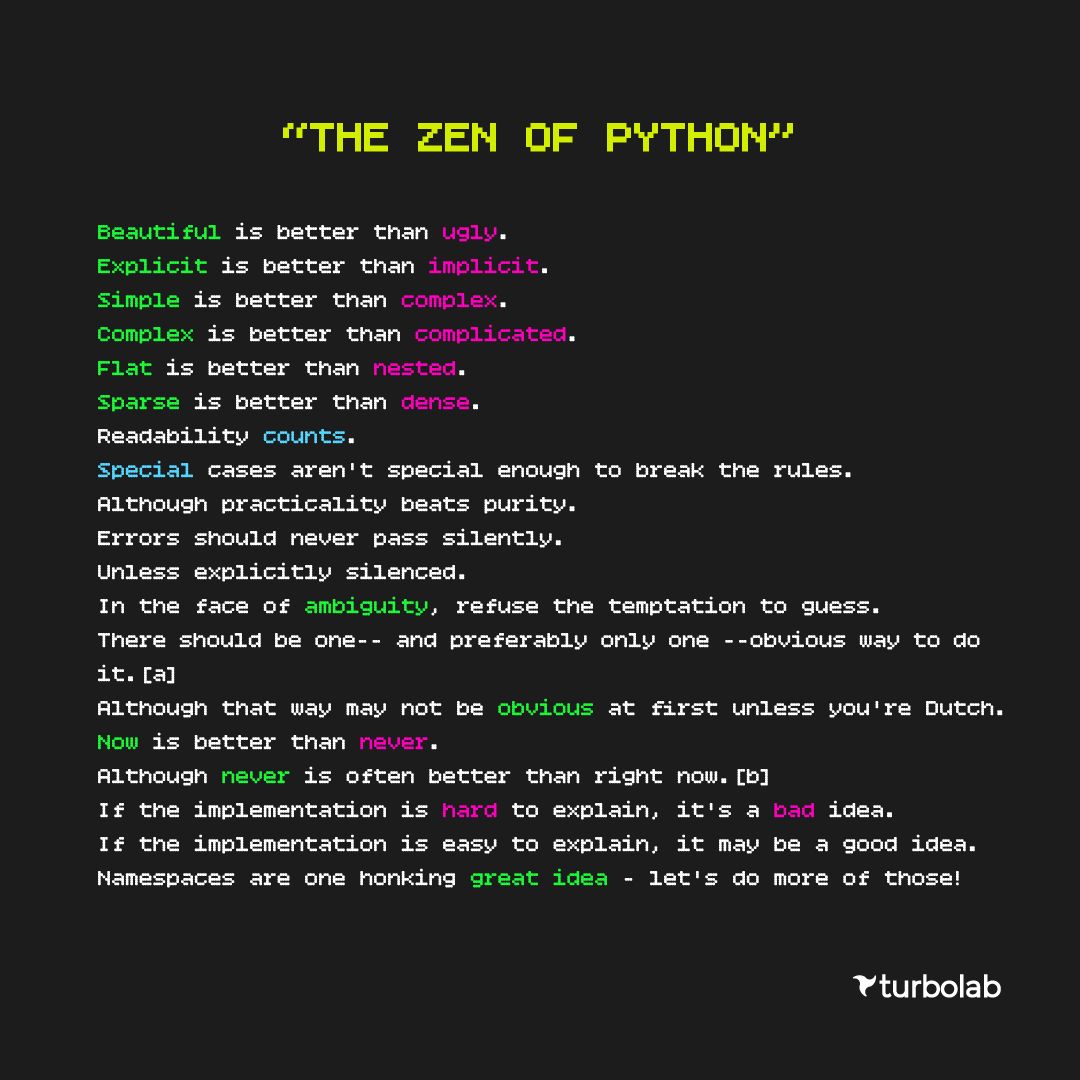Turbolab Technologies on LinkedIn: #python #programming #zenofpython # ... Turbolab Technologies on LinkedIn: #python #programming #zenofpython # ...