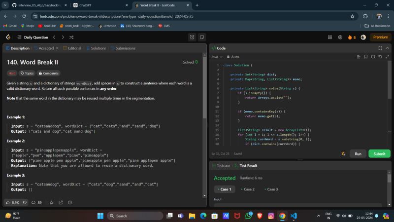 LeetCode solved Word Break II with memoization | Shivendra singh posted ... LeetCode solved Word Break II with memoization | Shivendra singh posted ...