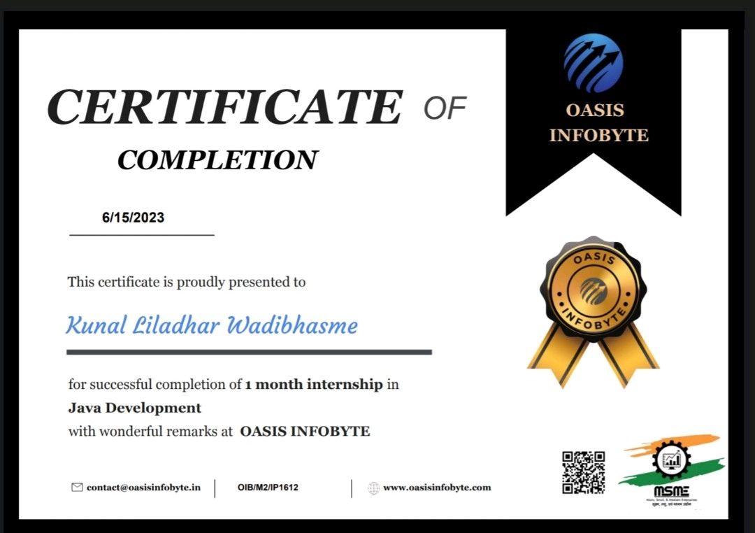 Kunal Wadibhasme on LinkedIn: #connections #internship #java # ... Kunal Wadibhasme on LinkedIn: #connections #internship #java # ...