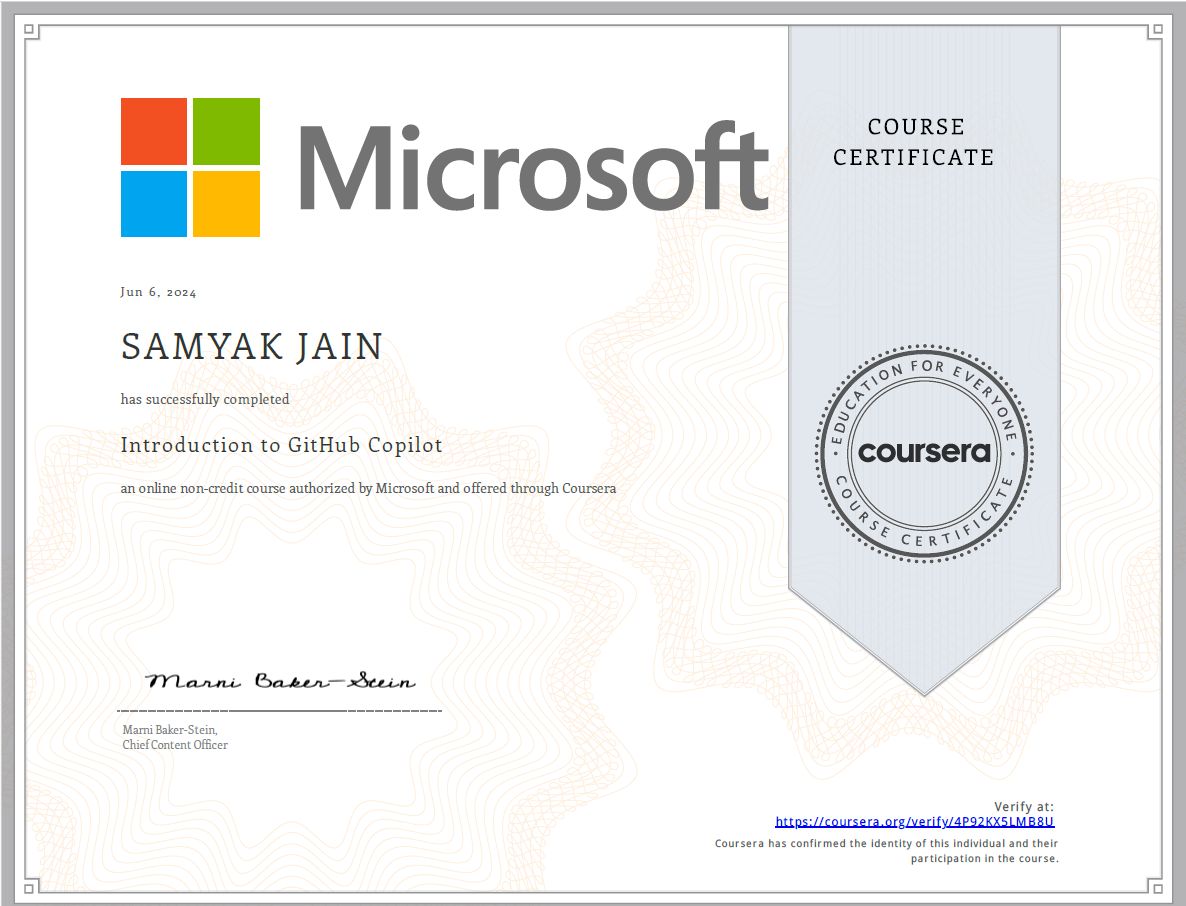 SAMYAK JAIN on LinkedIn: #githubcopilot #ai #coding #learning #coursera ... SAMYAK JAIN on LinkedIn: #githubcopilot #ai #coding #learning #coursera ...