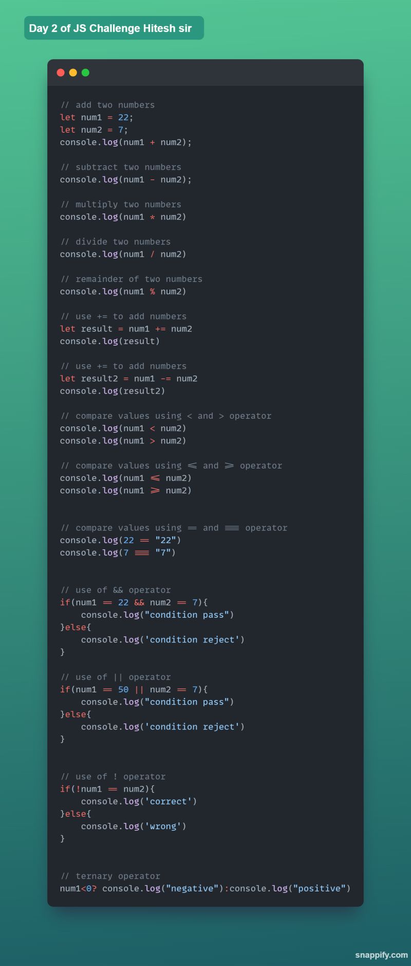 Aditya Bhojane on LinkedIn: #day2 #javascript #jschallenge #chaicode Aditya Bhojane on LinkedIn: #day2 #javascript #jschallenge #chaicode