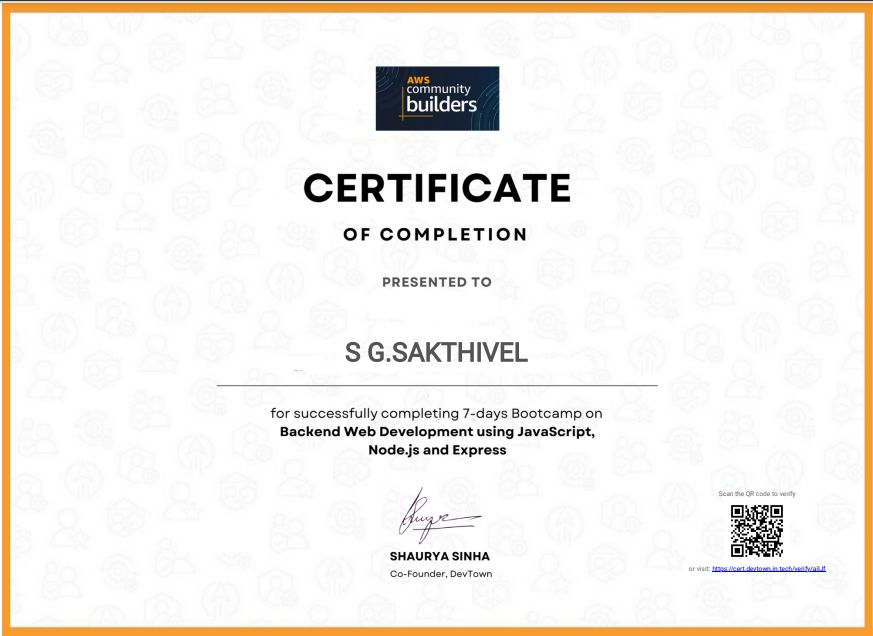 S.G. Sakthivel on LinkedIn: Backend web development using Javascript ... S.G. Sakthivel on LinkedIn: Backend web development using Javascript ...