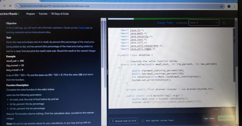 sarin S on LinkedIn: #day2 #hackerrank #java sarin S on LinkedIn: #day2 #hackerrank #java