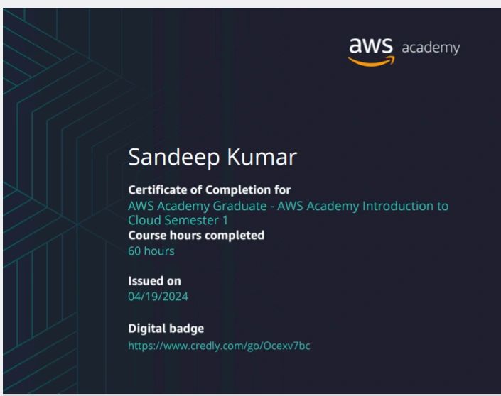 Sandeep Kumar on LinkedIn: AWS Certificate Sandeep Kumar on LinkedIn: AWS Certificate