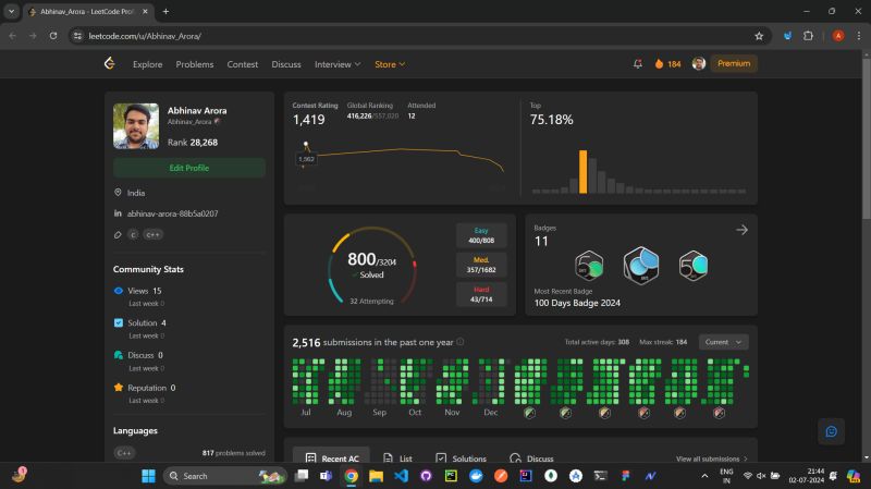 Abhinav Arora on LinkedIn: #leetcode #codingjourney #algorithms # ... Abhinav Arora on LinkedIn: #leetcode #codingjourney #algorithms # ...