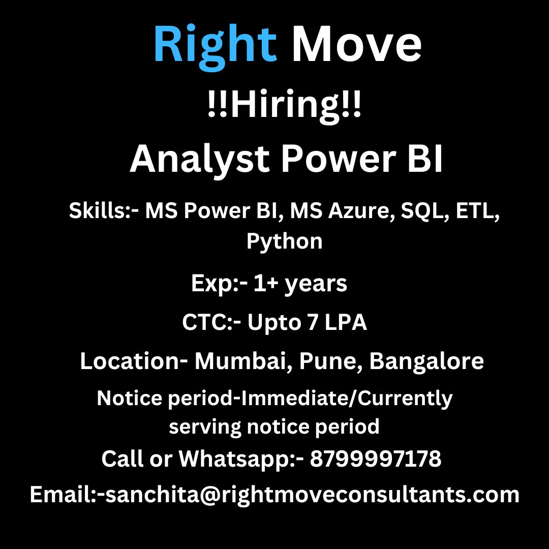 Sanchita S on LinkedIn: #powerbi #azure #sql #etl #python #hiringnow # ... Sanchita S on LinkedIn: #powerbi #azure #sql #etl #python #hiringnow # ...