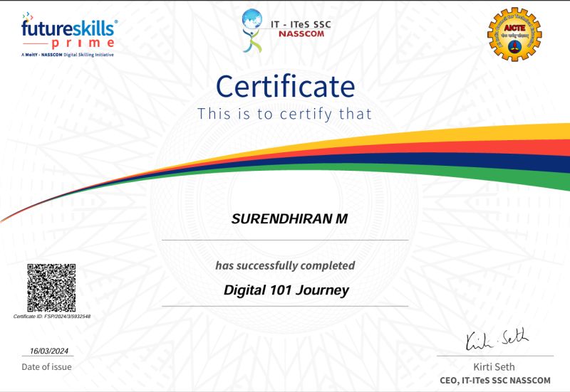 Surendhiran M on LinkedIn: #nasscom #digital101 #digitalskilling # ... Surendhiran M on LinkedIn: #nasscom #digital101 #digitalskilling # ...