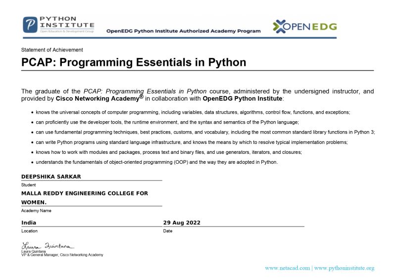 Deepshika Sarkar on LinkedIn: #python #programming #cisco #learning # ... Deepshika Sarkar on LinkedIn: #python #programming #cisco #learning # ...