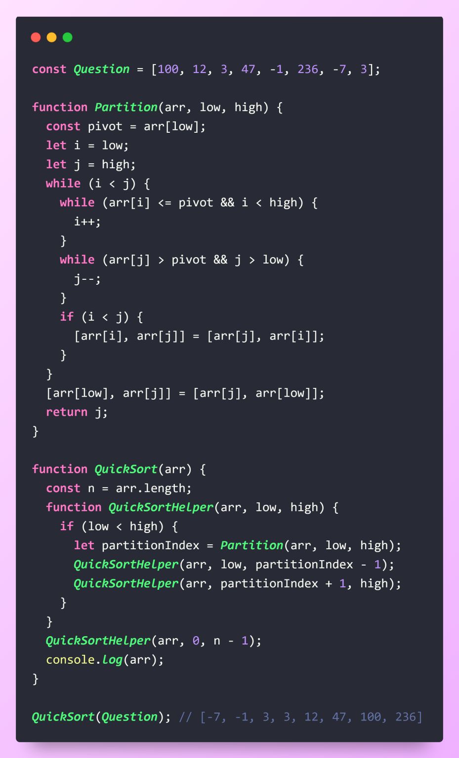 Arjunan K on LinkedIn: #javascript #coding #quicksort #sorting # ... Arjunan K on LinkedIn: #javascript #coding #quicksort #sorting # ...