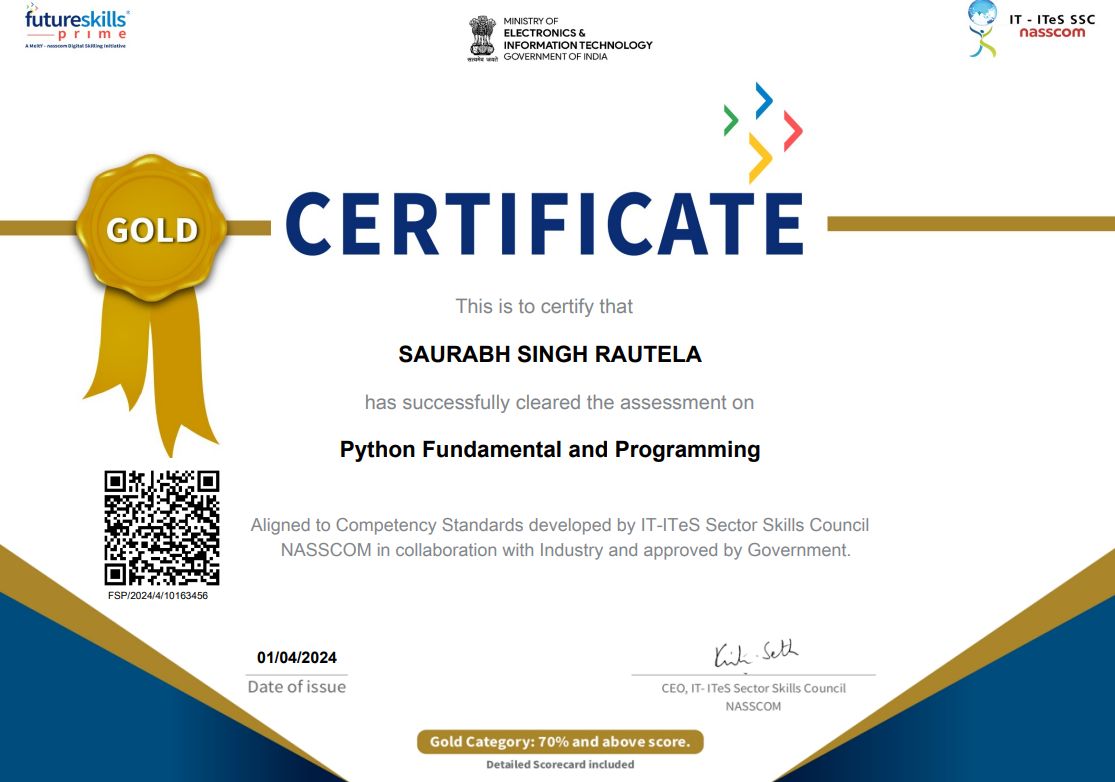 Saurabh Singh Rautela on LinkedIn: #python #programming #certification Saurabh Singh Rautela on LinkedIn: #python #programming #certification