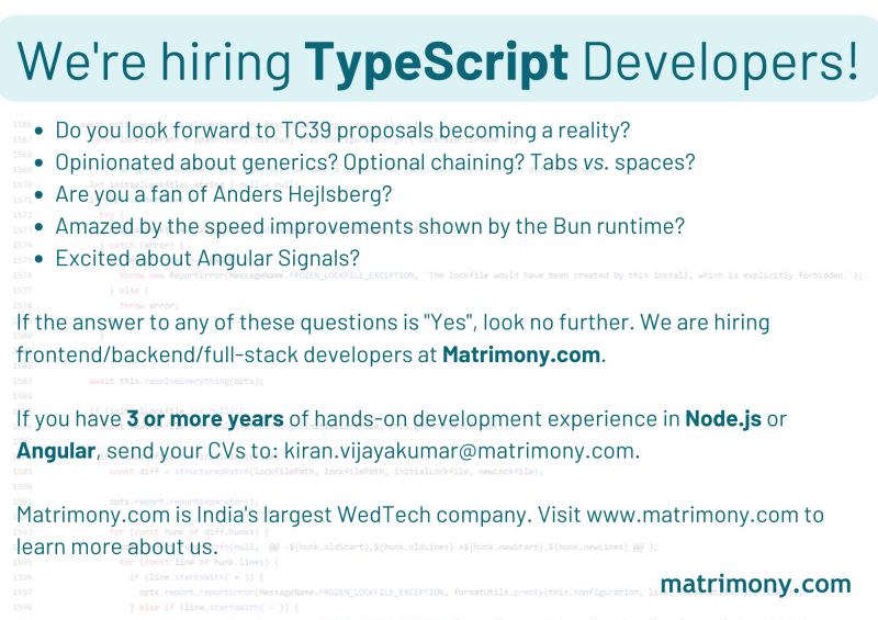 Kiran Vijayakumar on LinkedIn: #typescript #nodejs #angular # ... Kiran Vijayakumar on LinkedIn: #typescript #nodejs #angular # ...