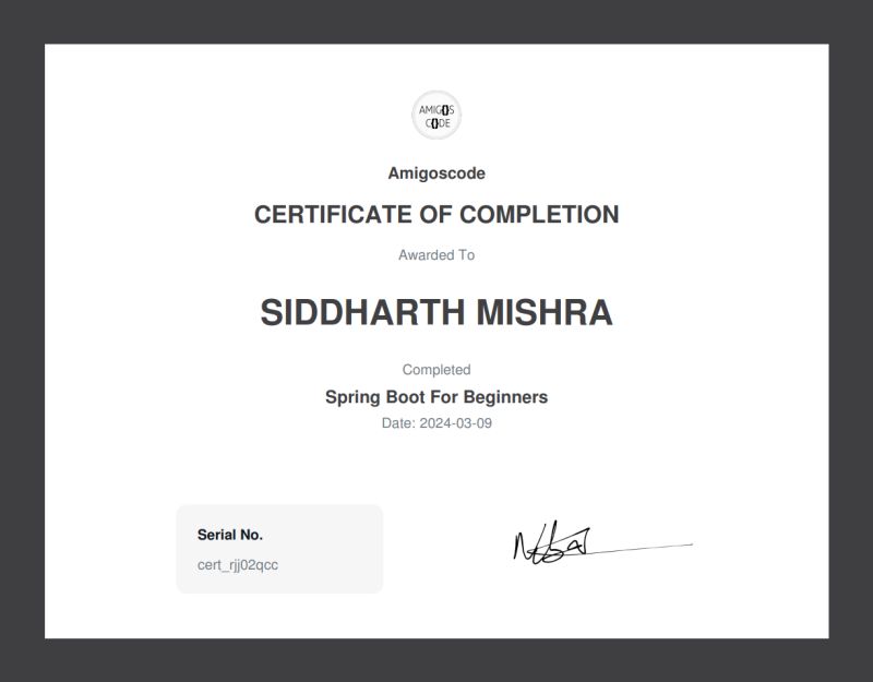 Siddharth Mishra on LinkedIn: #javadevelopment #java #springframework # ... Siddharth Mishra on LinkedIn: #javadevelopment #java #springframework # ...