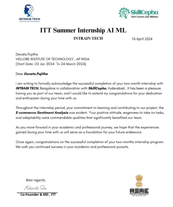 pujitha devata on LinkedIn: #internship #aiml #sentimentanalysis # ... pujitha devata on LinkedIn: #internship #aiml #sentimentanalysis # ...