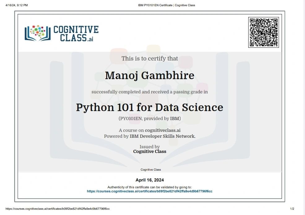 Manoj Gambhire on LinkedIn: #congnitiveclassai #python # ... Manoj Gambhire on LinkedIn: #congnitiveclassai #python # ...