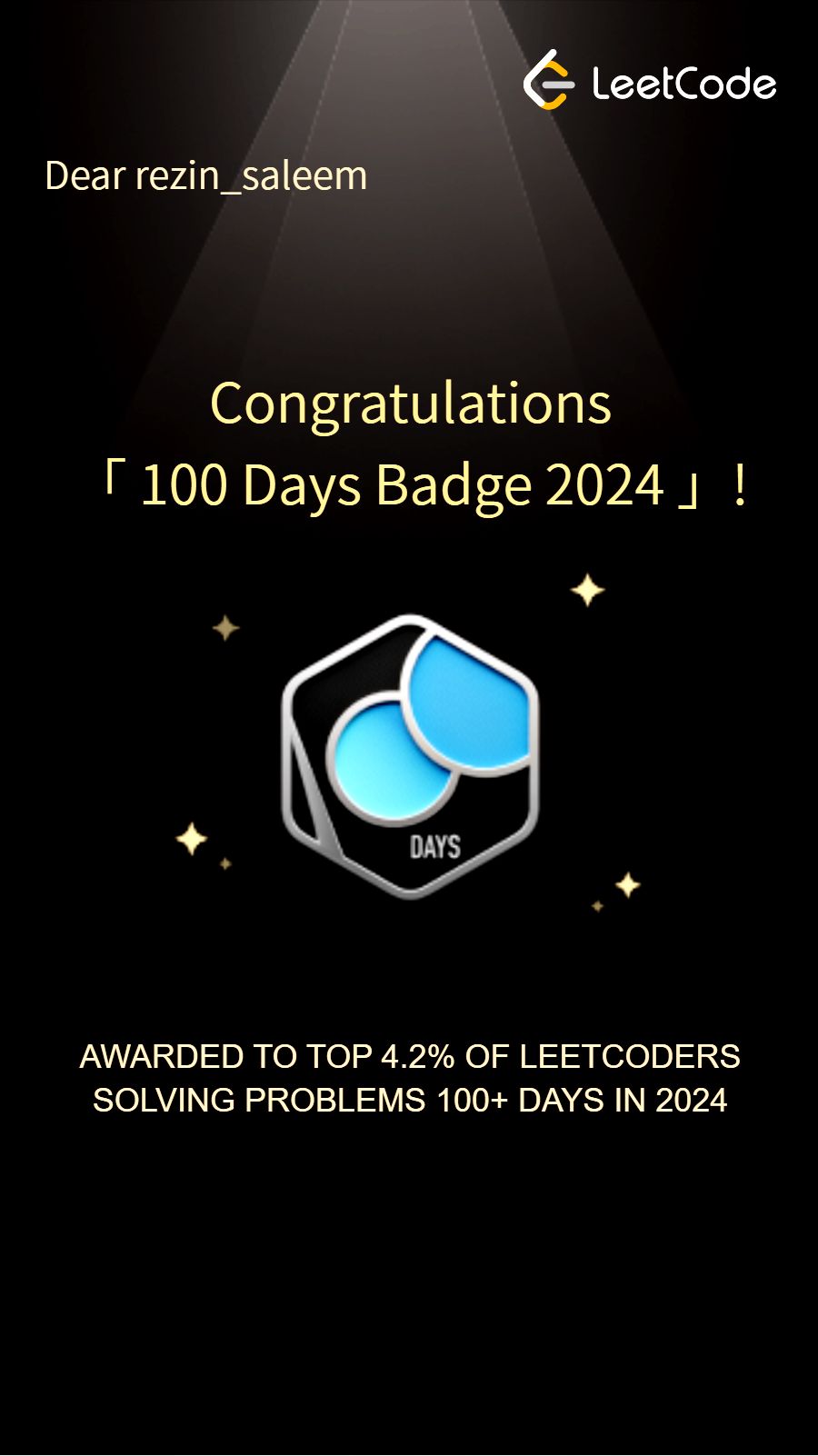 Rezin Saleem on LinkedIn: #leetcode #100daysbadge #codingjourney # ... Rezin Saleem on LinkedIn: #leetcode #100daysbadge #codingjourney # ...