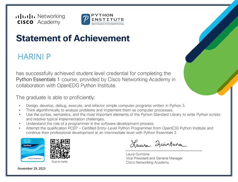 Harini P on LinkedIn: #python #cisconetworkingacademy Harini P on LinkedIn: #python #cisconetworkingacademy