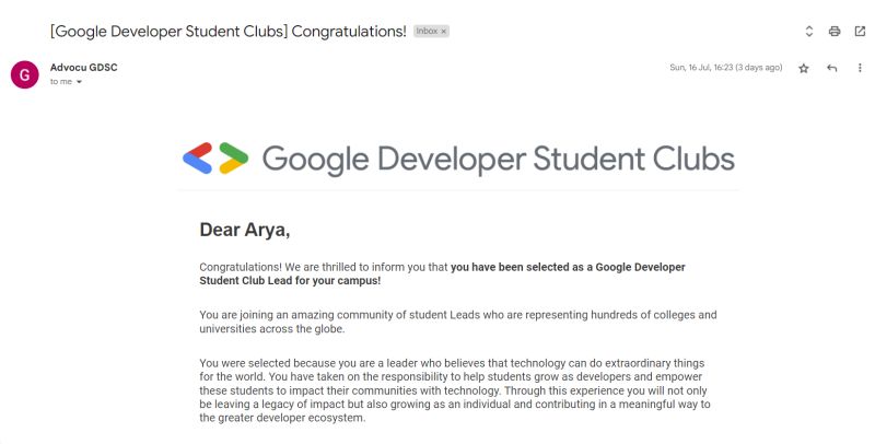 Arya Sinha on LinkedIn: #gdsclead #googledeveloperstudentclubs # ... Arya Sinha on LinkedIn: #gdsclead #googledeveloperstudentclubs # ...