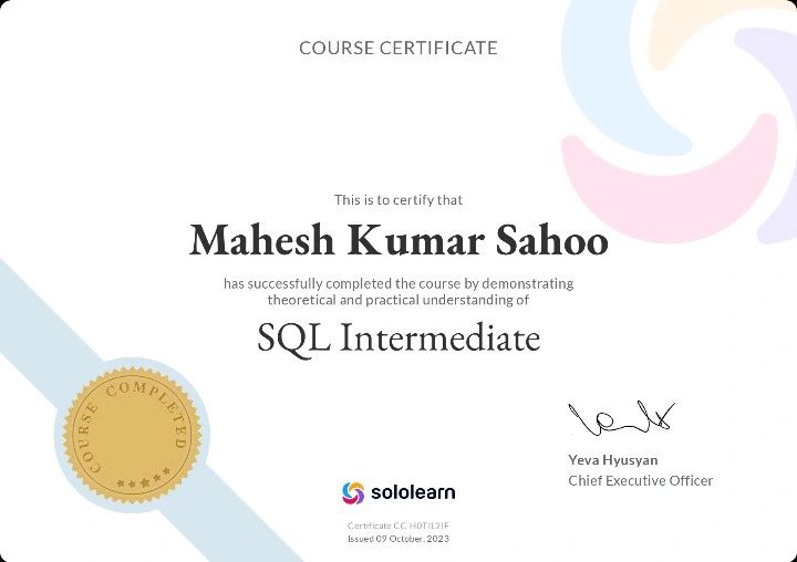 Mahesh kumar Sahoo on LinkedIn: #connection #sololearn #sql Mahesh kumar Sahoo on LinkedIn: #connection #sololearn #sql