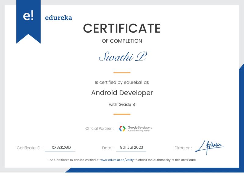 Swathi Prasath on LinkedIn: Certified as Android Developer. Swathi Prasath on LinkedIn: Certified as Android Developer.