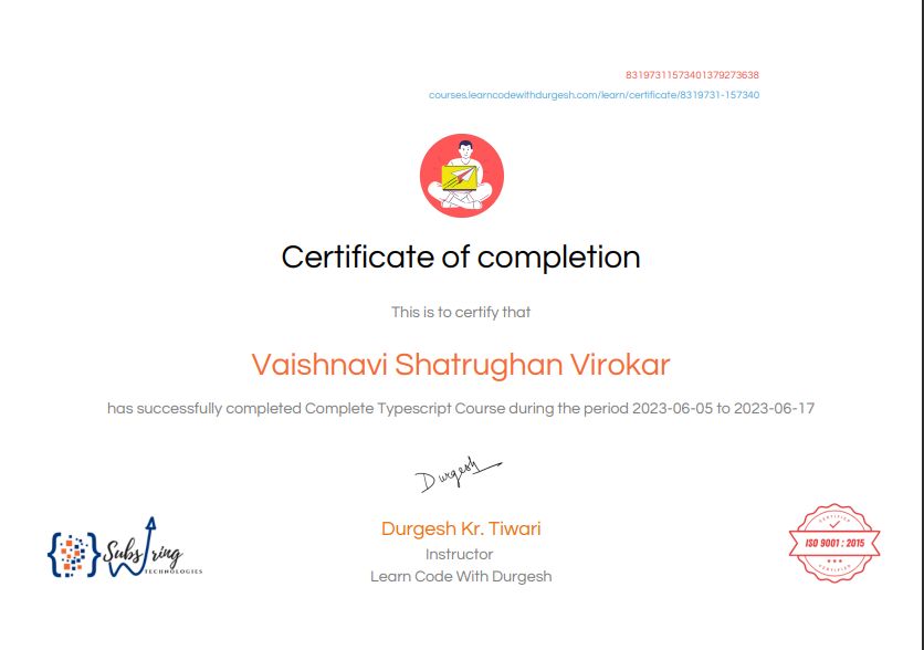 VaishNavi Virokar on LinkedIn: Hey Connection! Successfully completed 👇 VaishNavi Virokar on LinkedIn: Hey Connection! Successfully completed 👇