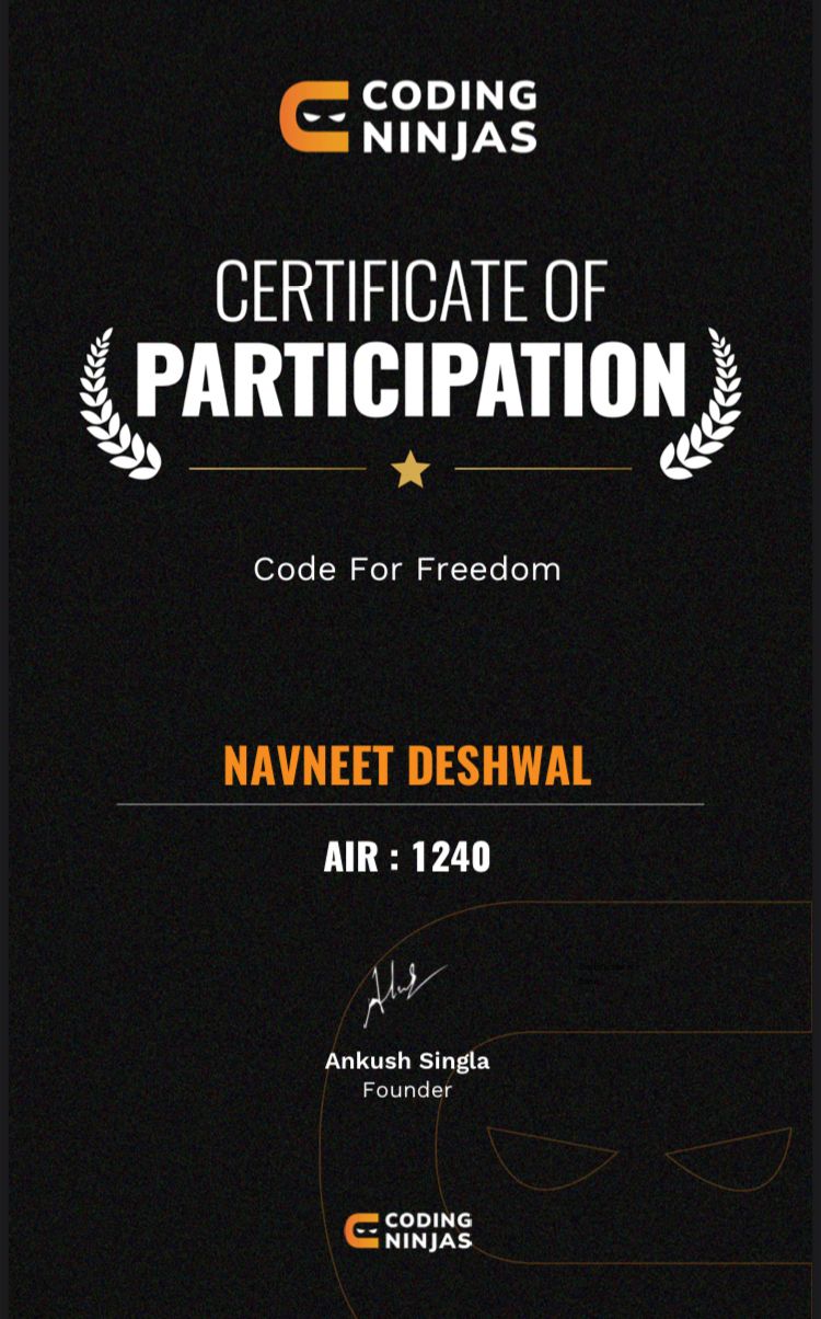 Navneet Singh Deshwal on LinkedIn: #codingninjas #airrank #coding # ... Navneet Singh Deshwal on LinkedIn: #codingninjas #airrank #coding # ...