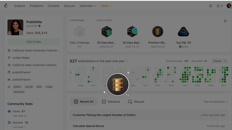 Pratishtha Soni on LinkedIn: #leetcode #sql #sqlbadge #learning # ... Pratishtha Soni on LinkedIn: #leetcode #sql #sqlbadge #learning # ...