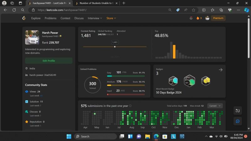 Harsh Pawar on LinkedIn: #leetcode #codingmilestone #problemsolving # ... Harsh Pawar on LinkedIn: #leetcode #codingmilestone #problemsolving # ...