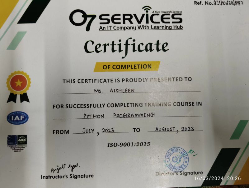 Aishleen kaur on LinkedIn: #python #pythonprogramming #o7services #sucess Aishleen kaur on LinkedIn: #python #pythonprogramming #o7services #sucess