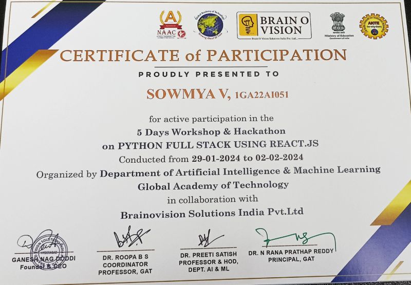 Sowmya V on LinkedIn: #fullstackdevelopment #python #reactjs #hackathon ... Sowmya V on LinkedIn: #fullstackdevelopment #python #reactjs #hackathon ...