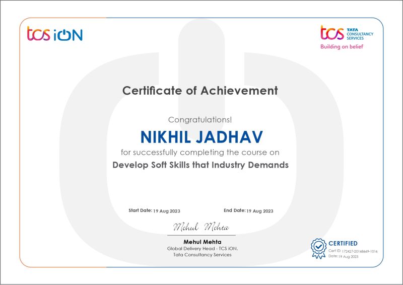 NIKHIL JADHAV on LinkedIn: #softskills #tcsion NIKHIL JADHAV on LinkedIn: #softskills #tcsion