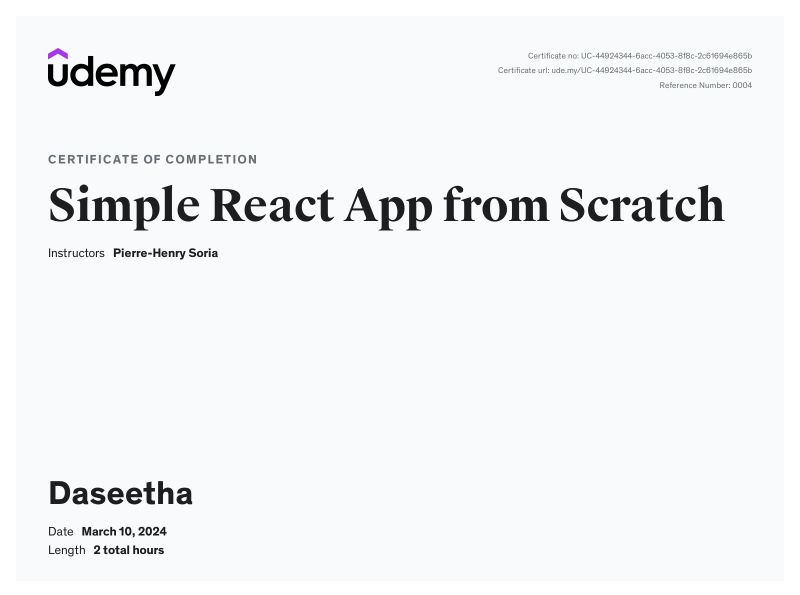 Daseetha Ravi on LinkedIn: completed simple react app from scratch course Daseetha Ravi on LinkedIn: completed simple react app from scratch course
