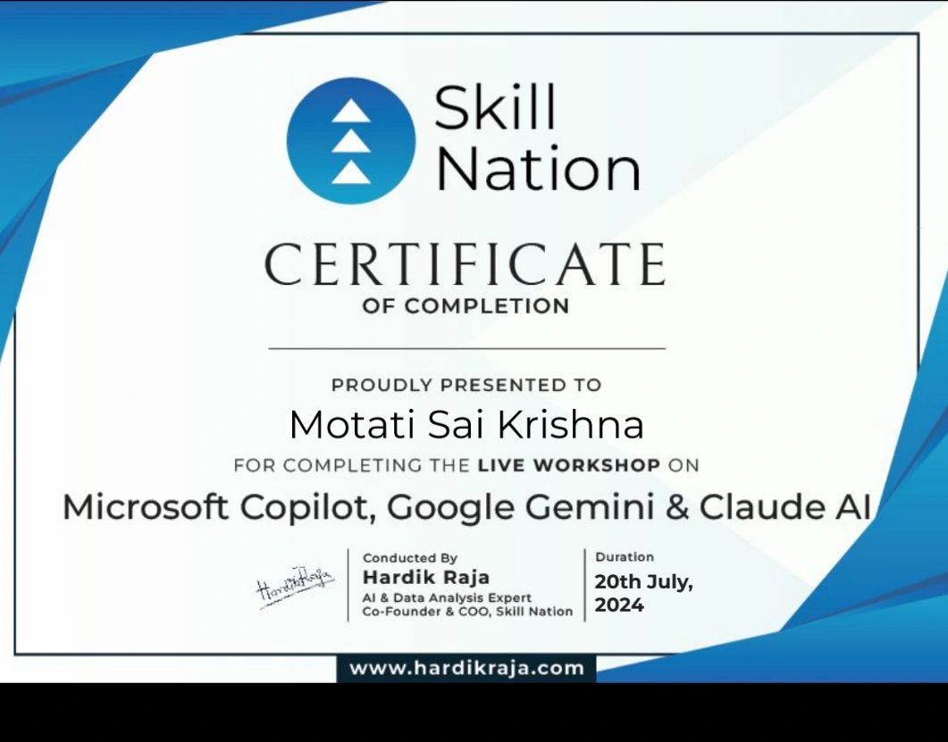 Sai Krishna on LinkedIn: Certificate of completion Microsoft Copilot ... Sai Krishna on LinkedIn: Certificate of completion Microsoft Copilot ...