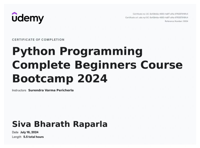 raparla siva bharath on LinkedIn: #python #programming #udemy # ... raparla siva bharath on LinkedIn: #python #programming #udemy # ...