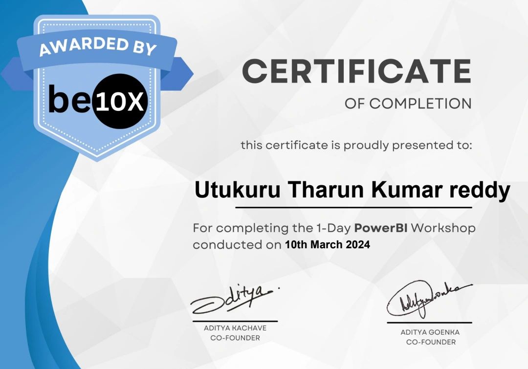 Utukuru Tharun Kumar Reddy posted on LinkedIn Utukuru Tharun Kumar Reddy posted on LinkedIn