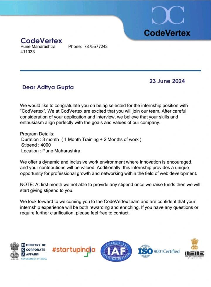 Aditya Gupta on LinkedIn: #webdevelopment #internship #coding #js # ... Aditya Gupta on LinkedIn: #webdevelopment #internship #coding #js # ...