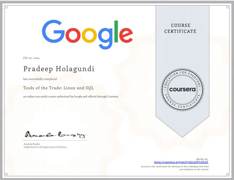Pradeep KH on LinkedIn: #google #coursera #linux #sql # ... Pradeep KH on LinkedIn: #google #coursera #linux #sql # ...