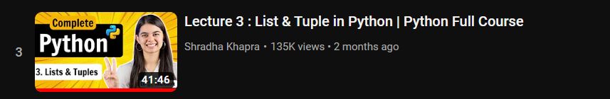 Learned about lists and tuples with Apna College | SaHiL PAiNulY posted ... Learned about lists and tuples with Apna College | SaHiL PAiNulY posted ...