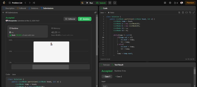 I solved Partition List problem on #100Days100LeetCode challenge ... I solved Partition List problem on #100Days100LeetCode challenge ...